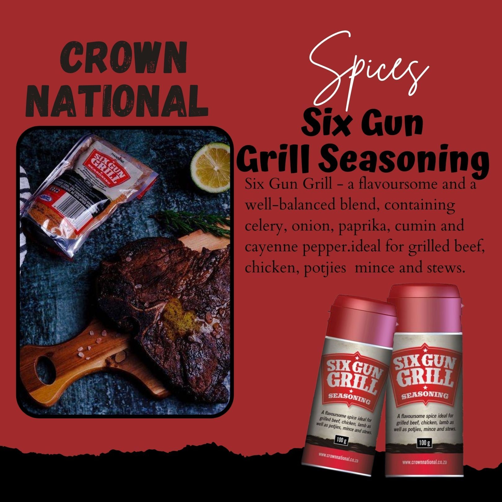Six Gun Grill Seasoning 100g | Tara's Biltong Limited
